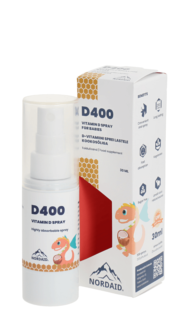 Nordaid D vitamiin sprei beebidele - Sobib juba sünnist - Bioplanet