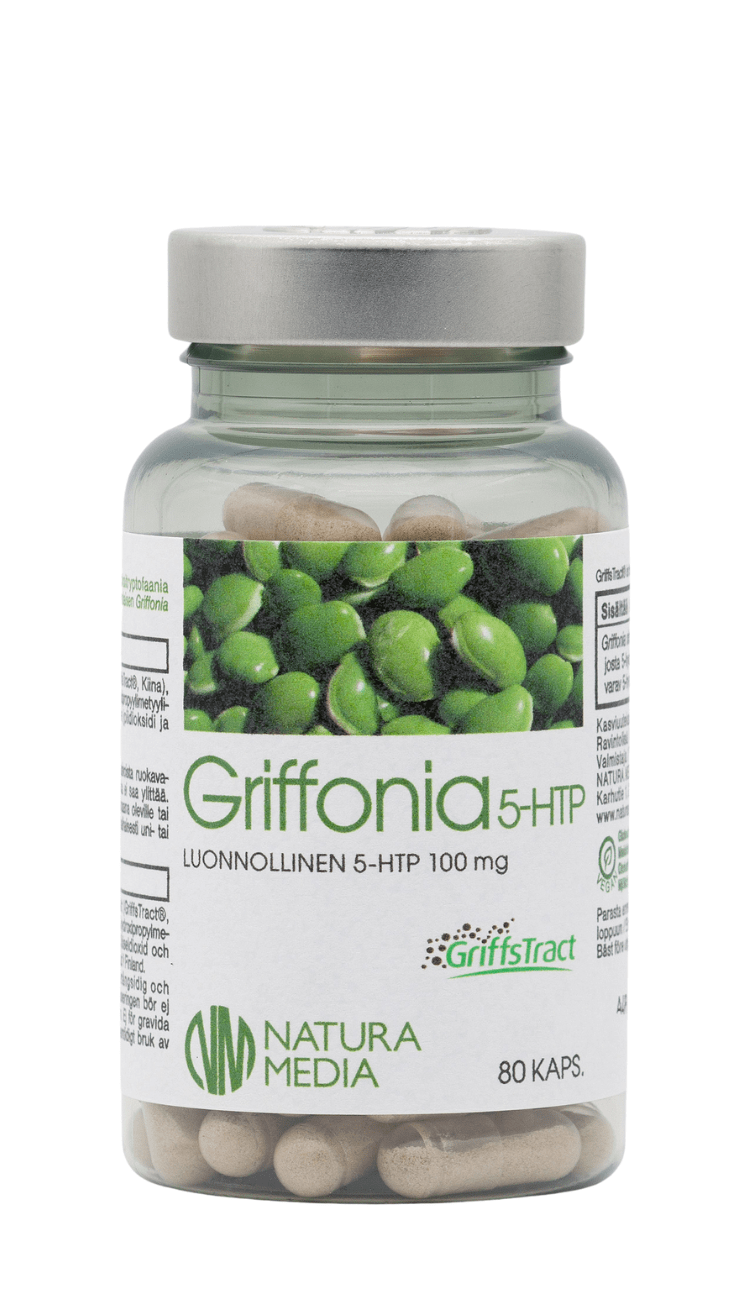 Griffonia 5-HTP kapslid 80 kps. Stressi ja unehäirete abiks.
